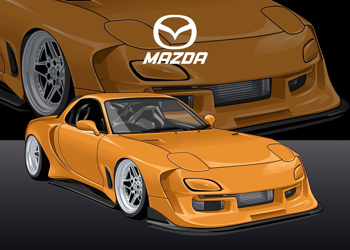 'mazda rx7 yellow' Poster, picture, metal print, paint by capture art ...