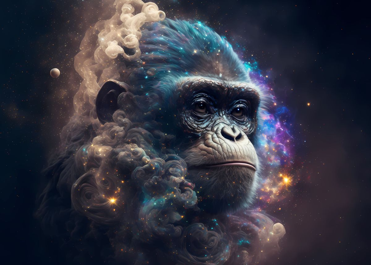 'Spirit Animal Monkey' Poster, picture, metal print, paint by Jiri ...
