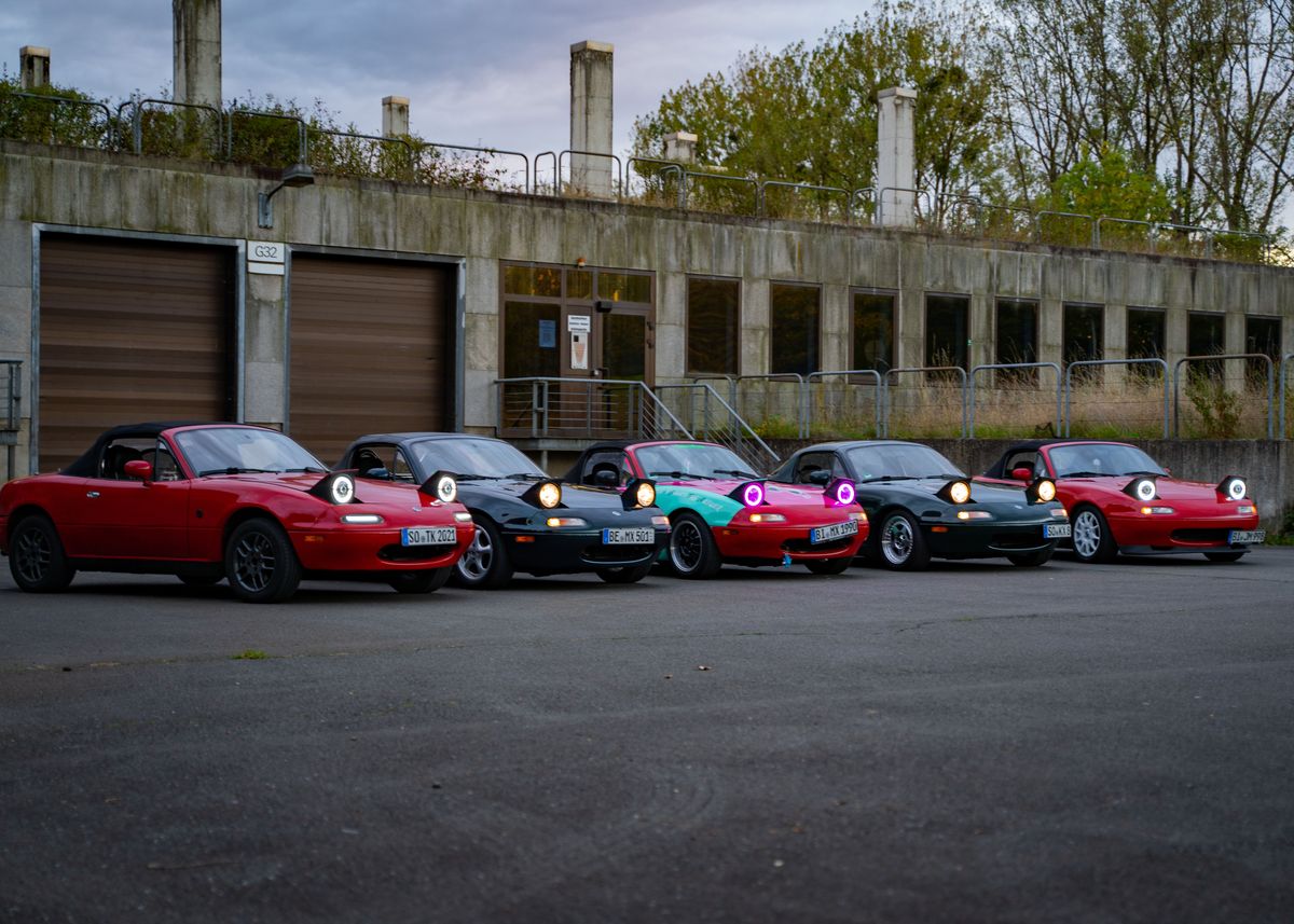 'Mazda MX5 NA Miata Gang' Poster, picture, metal print, paint by ...