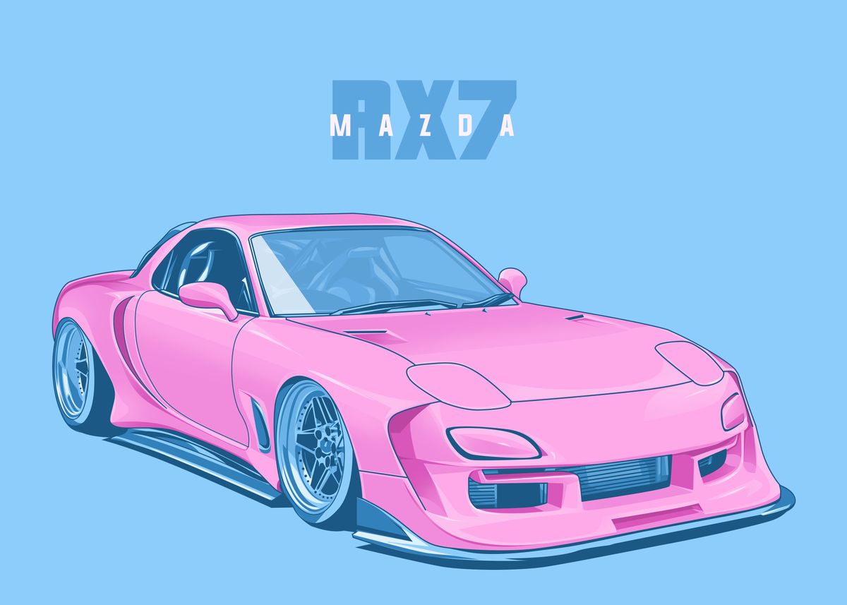 'mazda rx 7 pink' Poster, picture, metal print, paint by capture art ...
