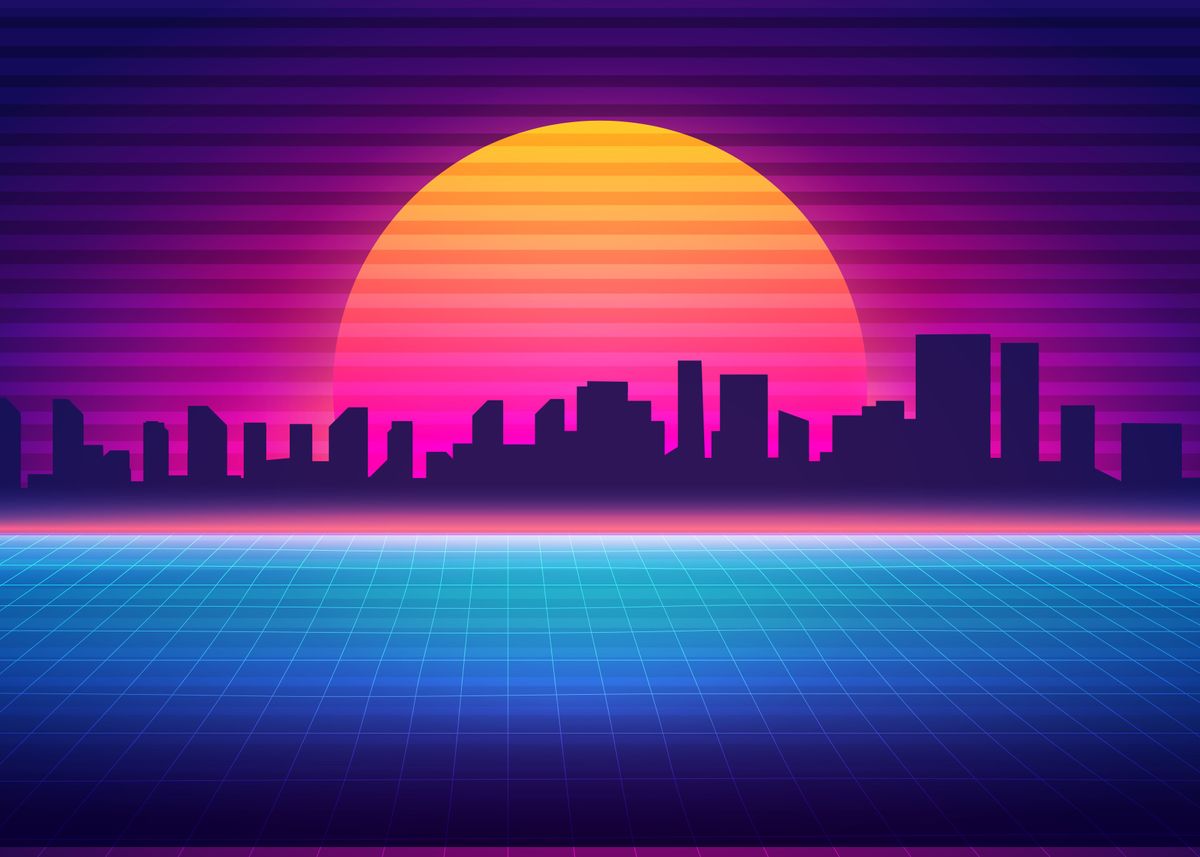 'Synthwave City 2' Poster, picture, metal print, paint by crbn design ...