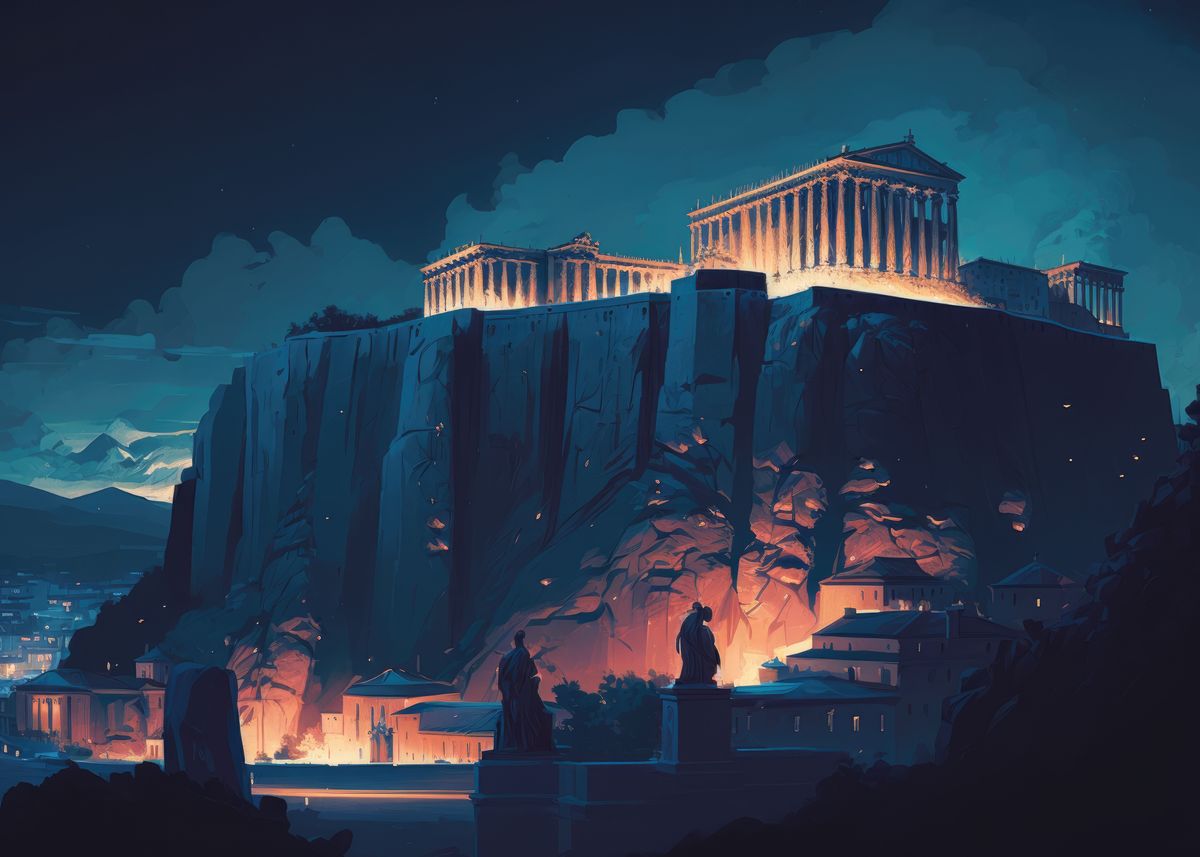 'The Acropolis' Poster, picture, metal print, paint by IArtWork | Displate