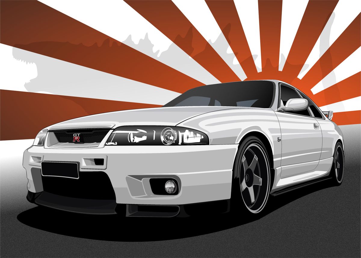 'NISSAN GTR R33 SKYLINE' Poster, picture, metal print, paint by Flux ...