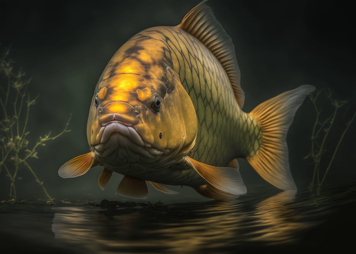 'Golden carp Close up' Poster, picture, metal print, paint by Stephen ...
