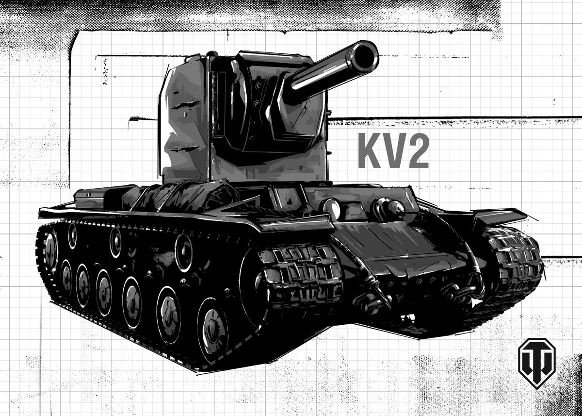 'KV-2: monochromatic' Poster, picture, metal print, paint by World of ...