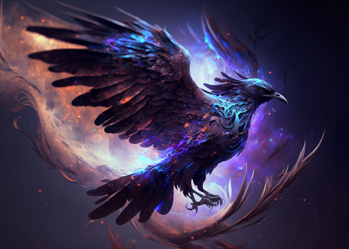 'Spirit Animal Raven' Poster, picture, metal print, paint by Jiri ...