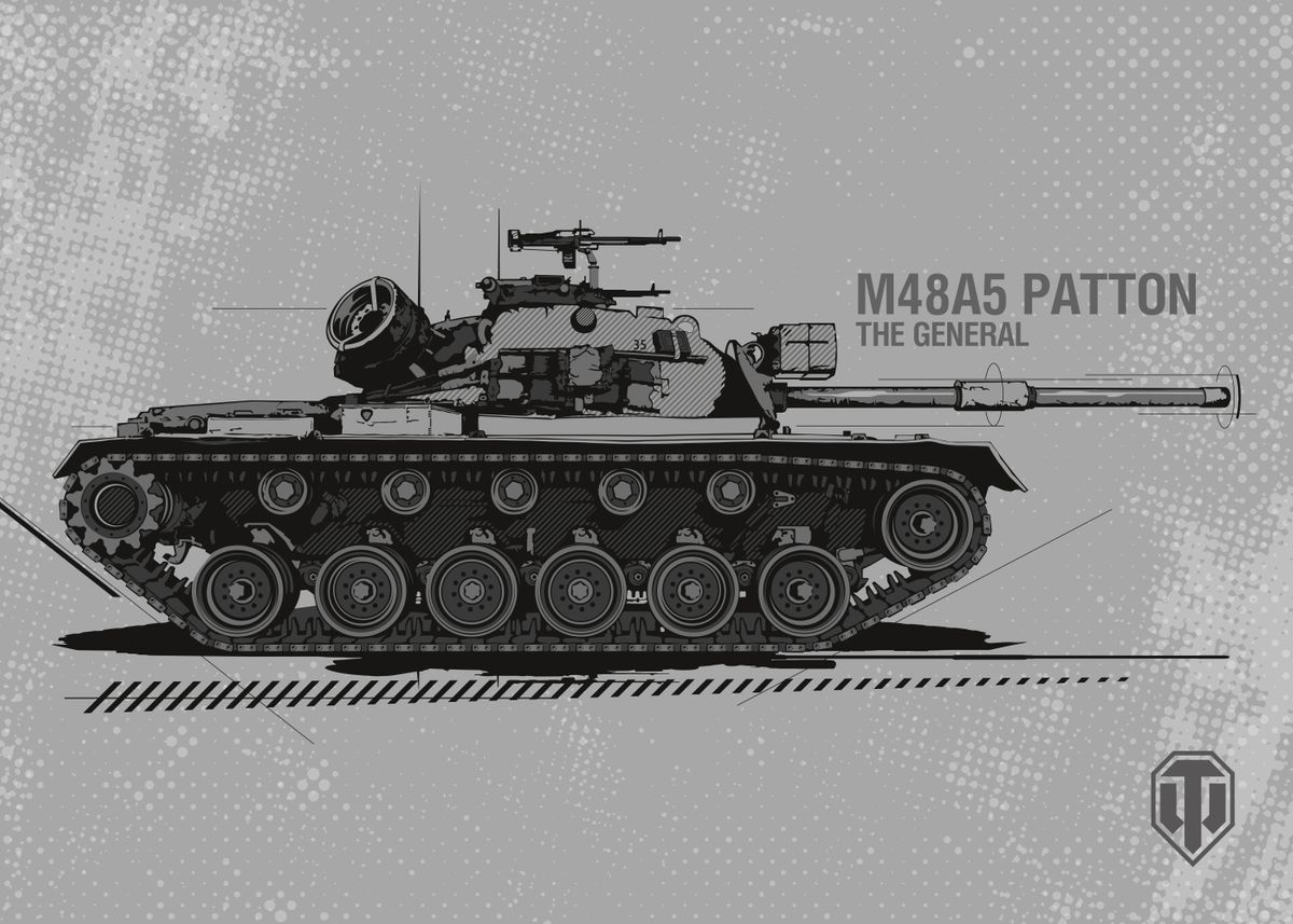 'M48A5 Patton' Poster, picture, metal print, paint by World of Tanks | Displate