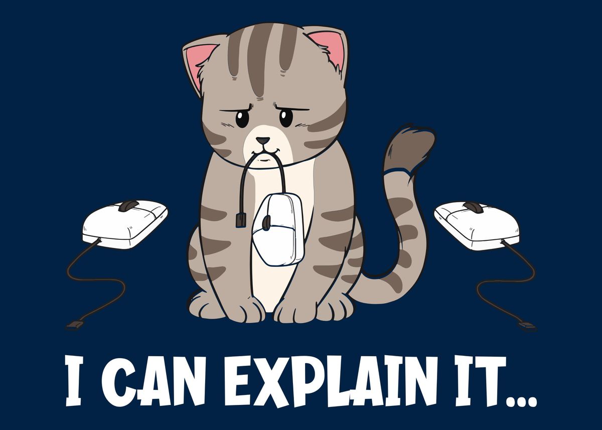 'Funny Cat Computer Mouse' Poster by PiolettaArt | Displate