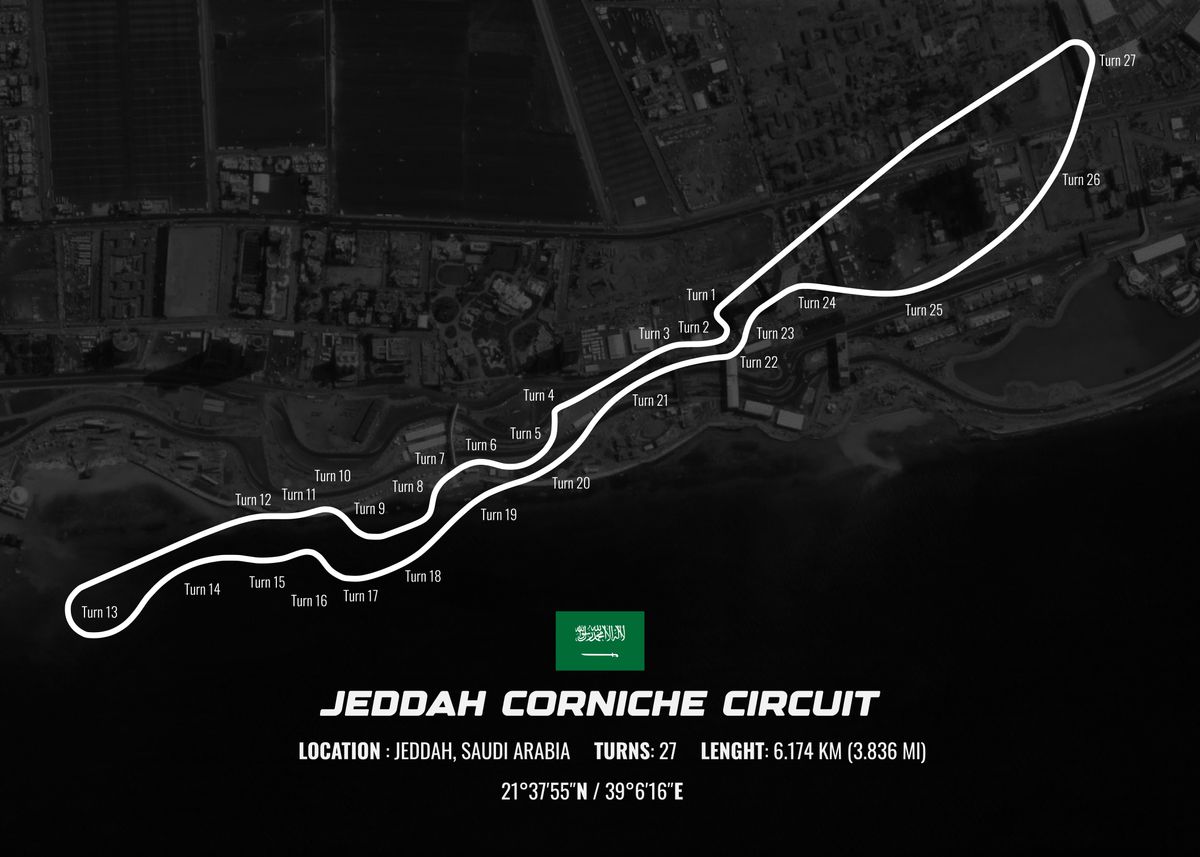 'Jeddah Corniche Circuit' Poster, picture, metal print, paint by Ahmad ...
