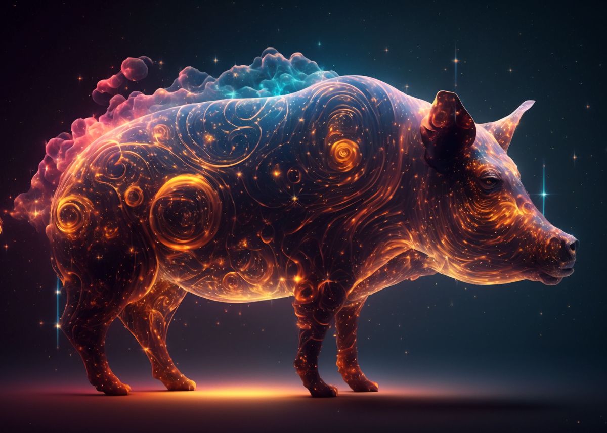 'Spirit Animal Pig' Poster, picture, metal print, paint by Jiri Hodecek ...