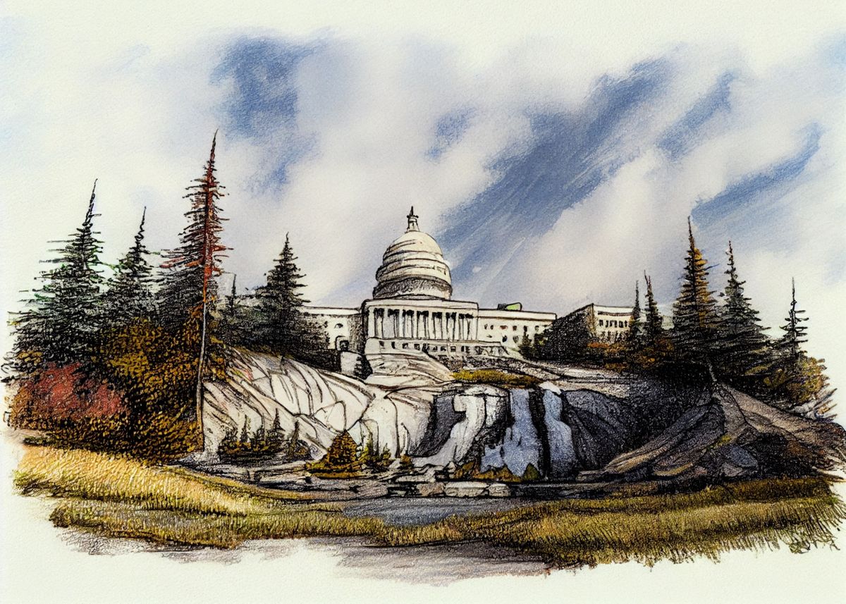 'US Capitol' Poster, picture, metal print, paint by Below Horizon ...
