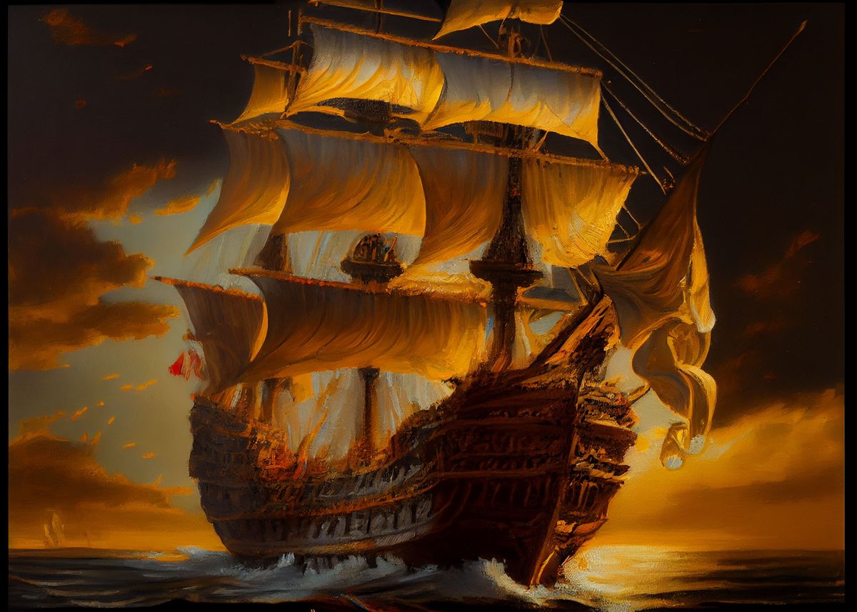 'spanish galleon drawing' Poster by RichterDesigns | Displate