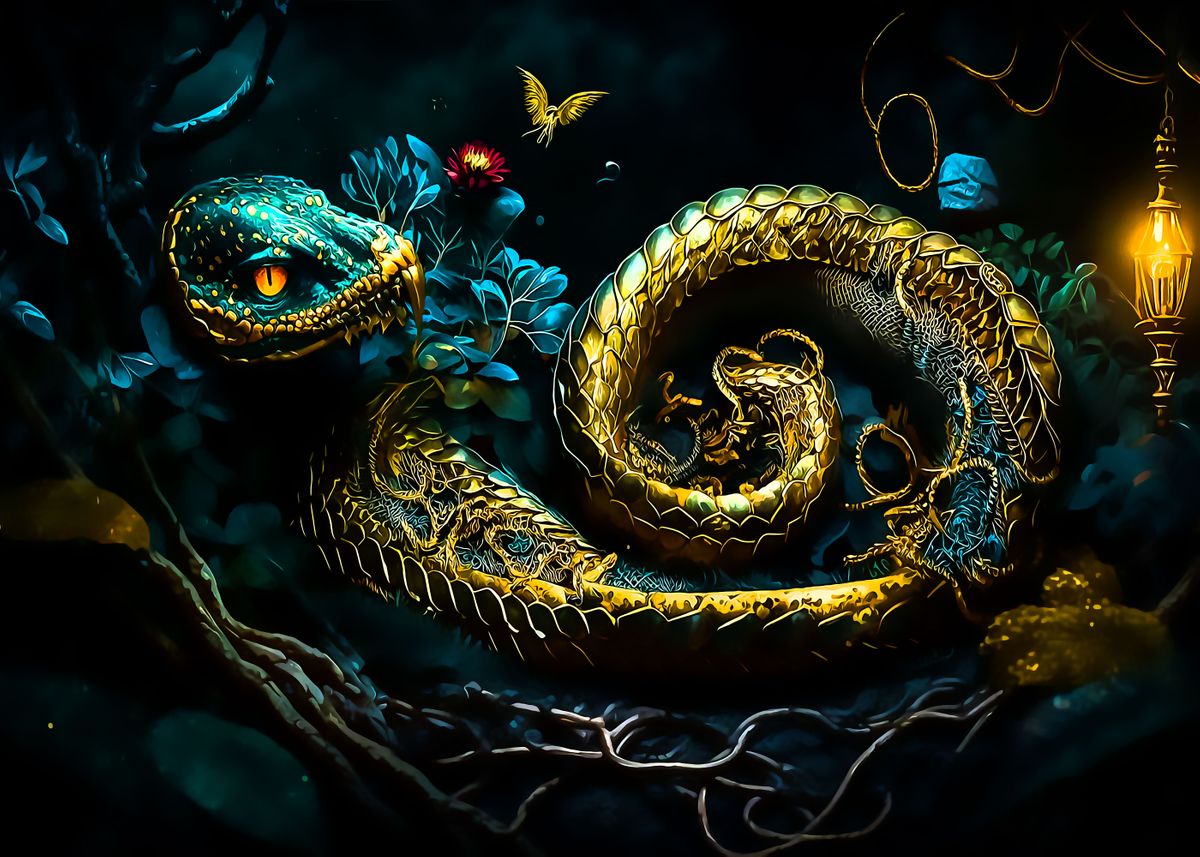 'Serpent' Poster, picture, metal print, paint by tani pino | Displate