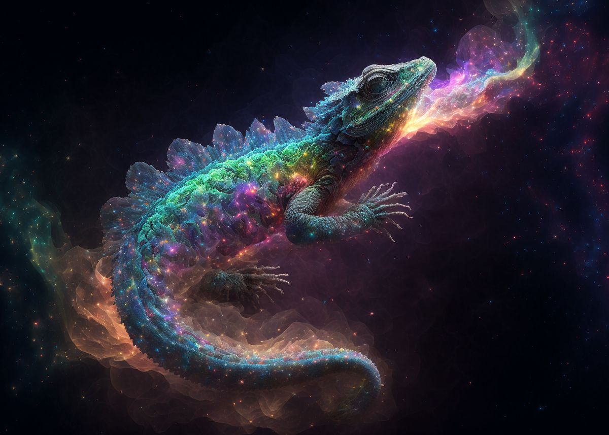 'Spirit Animal Lizard' Poster, picture, metal print, paint by Jiri ...