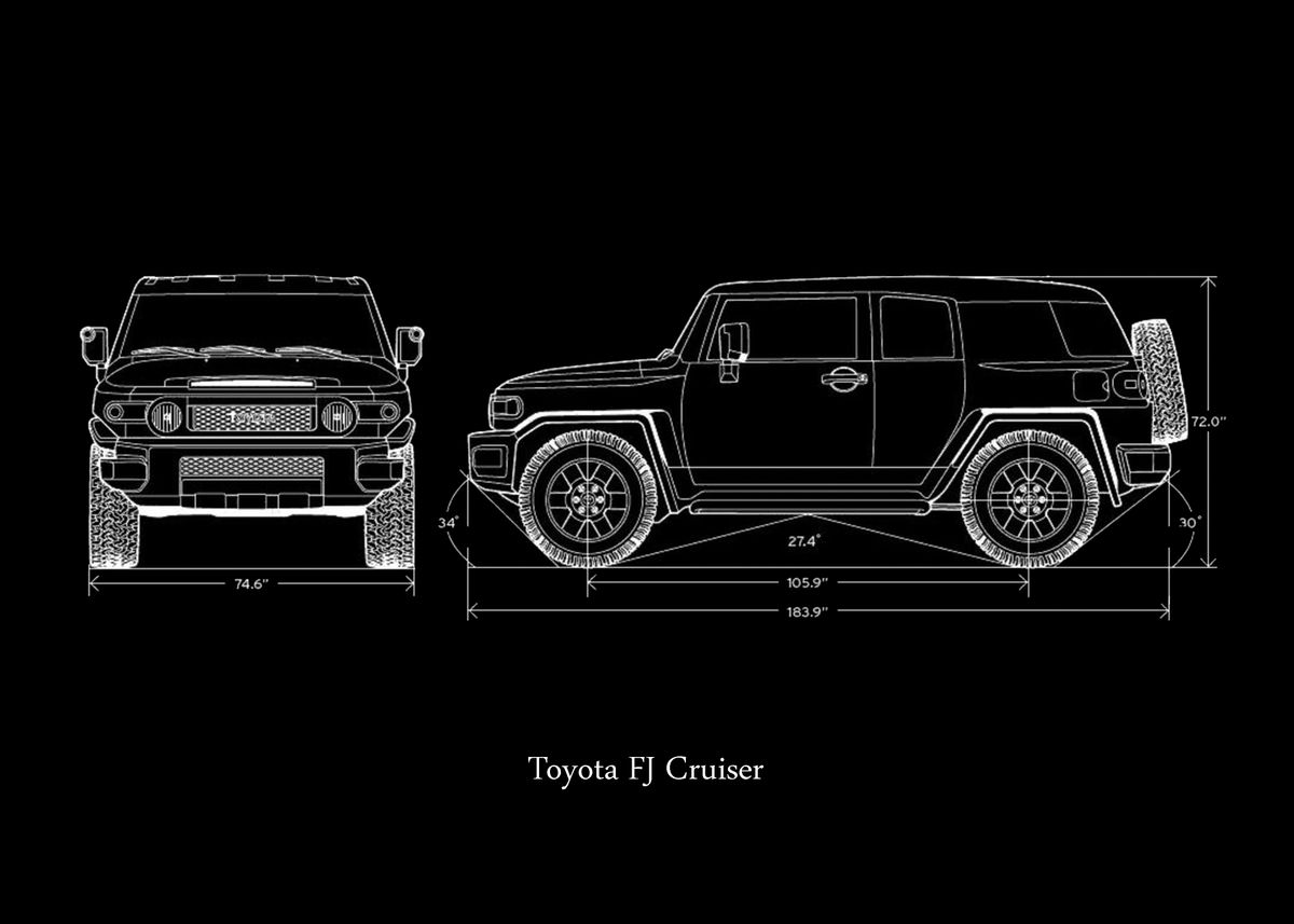 'Toyota FJ Cruiser' Poster, picture, metal print, paint by ke ke | Displate