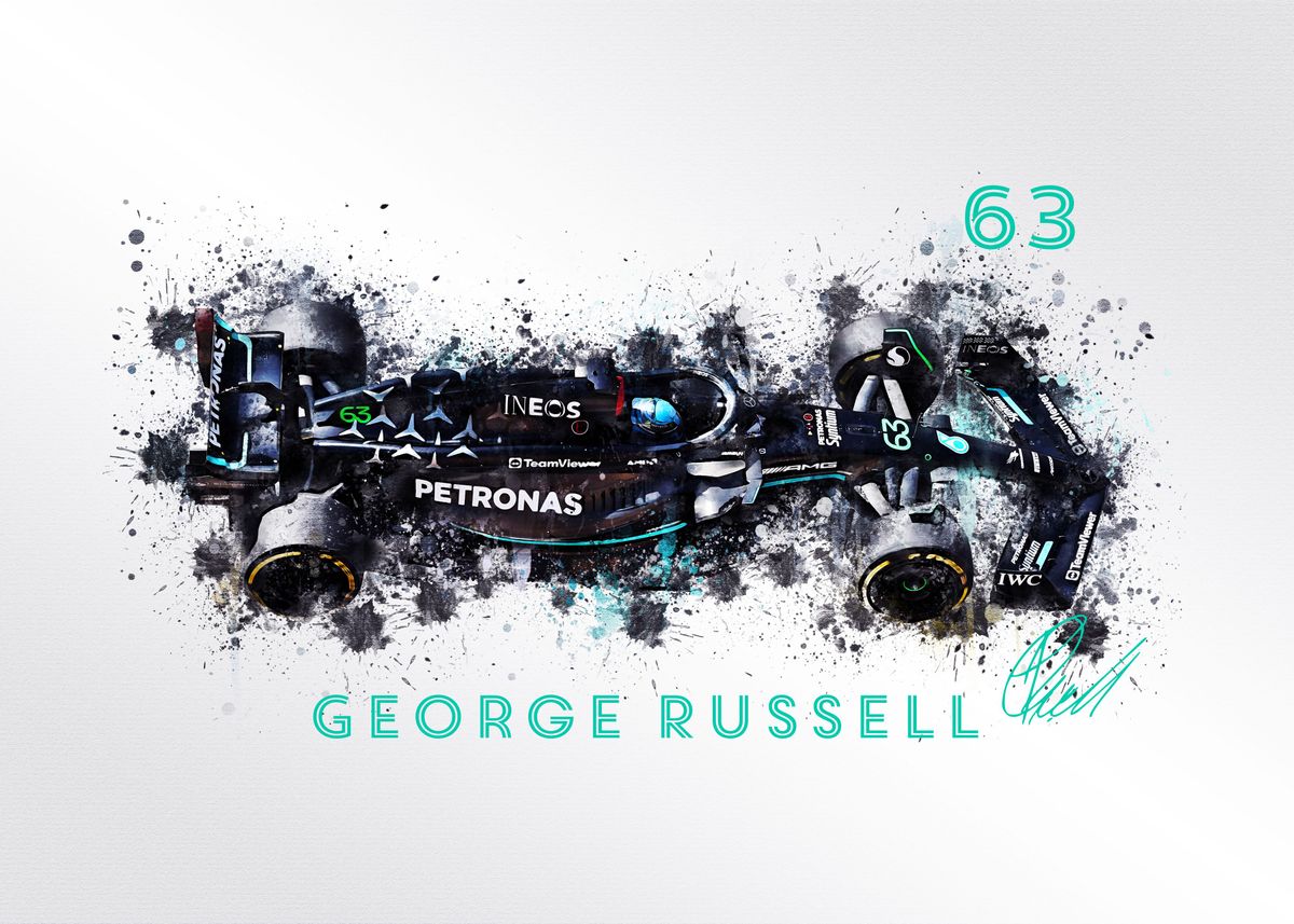 'George Russell Car 2023' Poster, picture, metal print, paint by Daisy ...