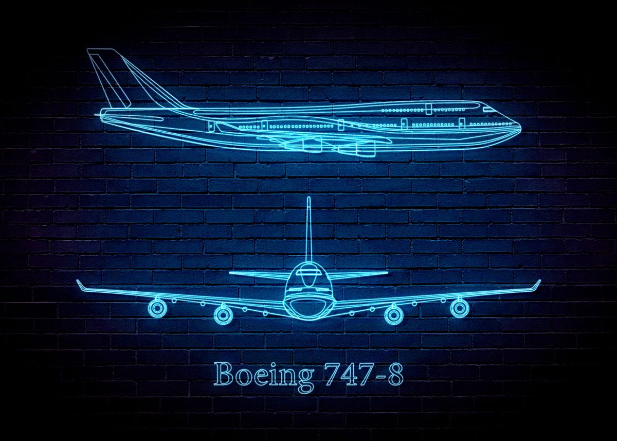 'Boeing 747 8' Poster, picture, metal print, paint by Retal | Displate