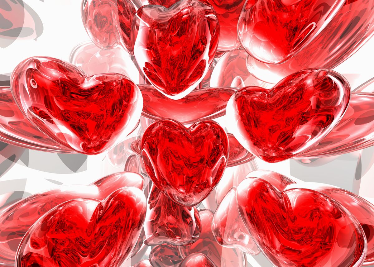 'Hearts Afire Abstract' Poster, picture, metal print, paint by Alex ...