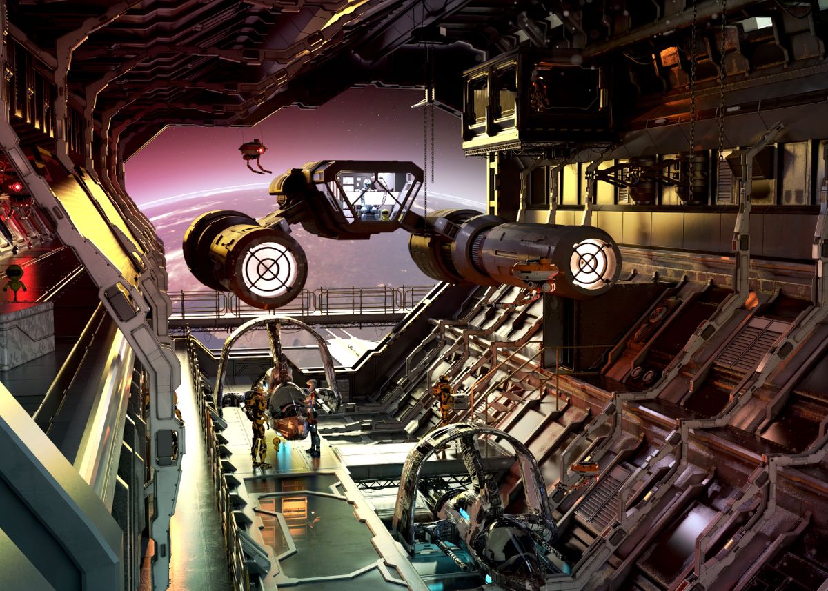 'Spaceship Outpost' Poster, picture, metal print, paint by Gigi Bgm ...