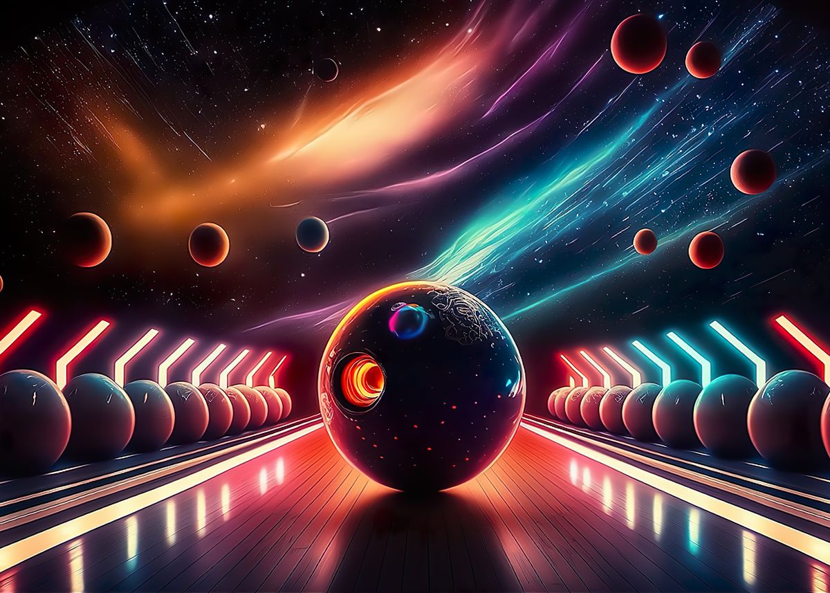 'Neon Bowling Alley' Poster, picture, metal print, paint by ...