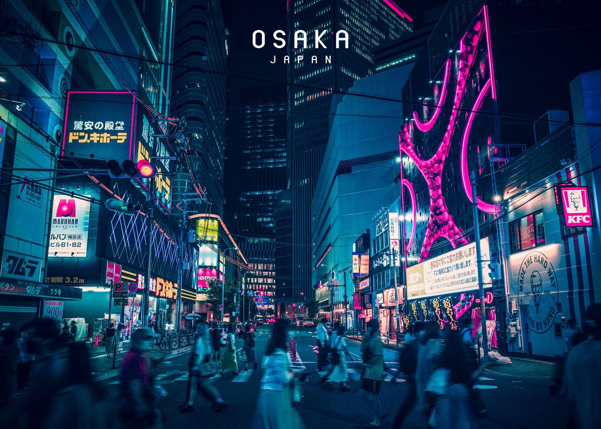 'Osaka ' Poster, picture, metal print, paint by Travel Addict | Displate