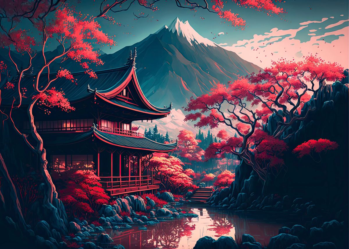 'Vibrant Scenery' Poster, picture, metal print, paint by KyzArt | Displate