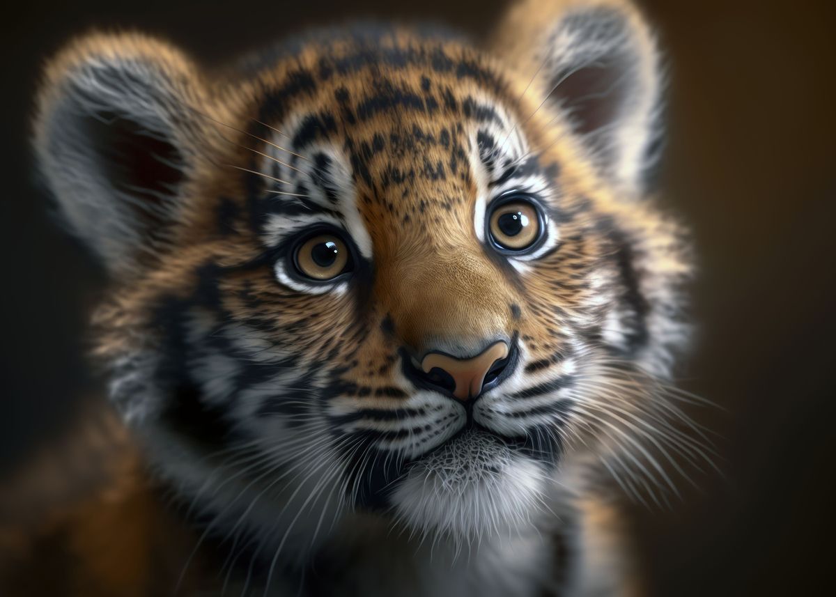 'Tiger baby' Poster, picture, metal print, paint by Byrdyak | Displate