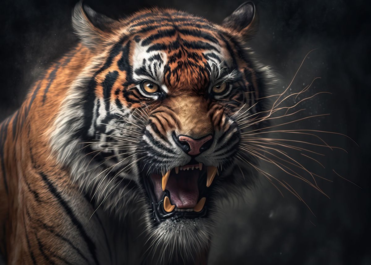 'Angry tiger' Poster, picture, metal print, paint by Byrdyak | Displate