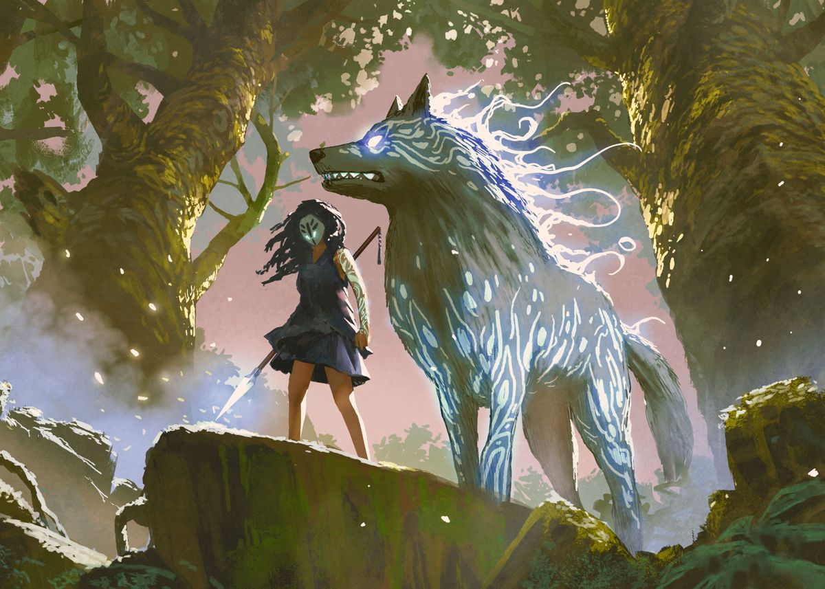 'Fantasy wolf' Poster, picture, metal print, paint by Color Art | Displate