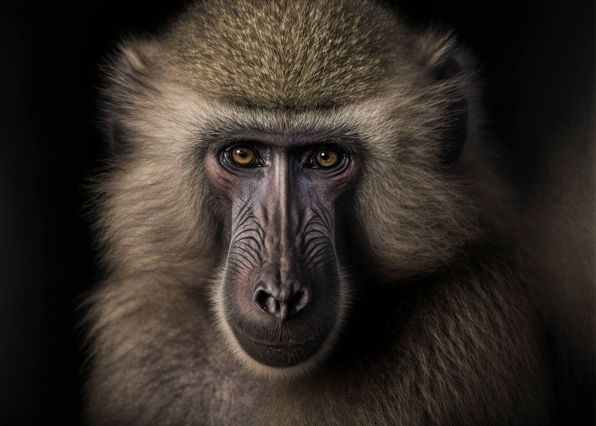 'Baboon portrait' Poster, picture, metal print, paint by Sam Brady ...