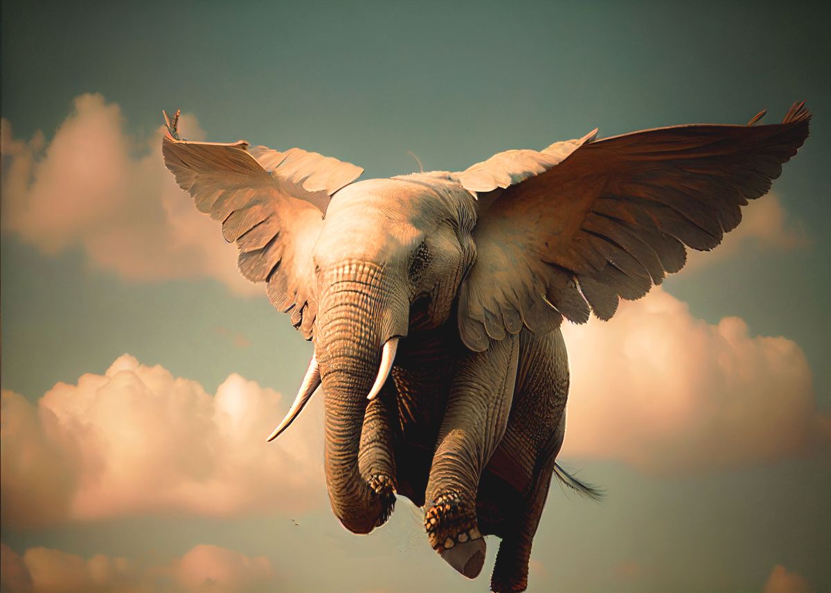 'Flying Elephant' Poster by Vendzi | Displate