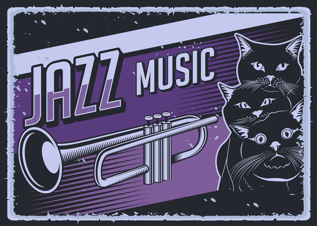 'Jazz music with cats' Poster, picture, metal print, paint by XandYart ...