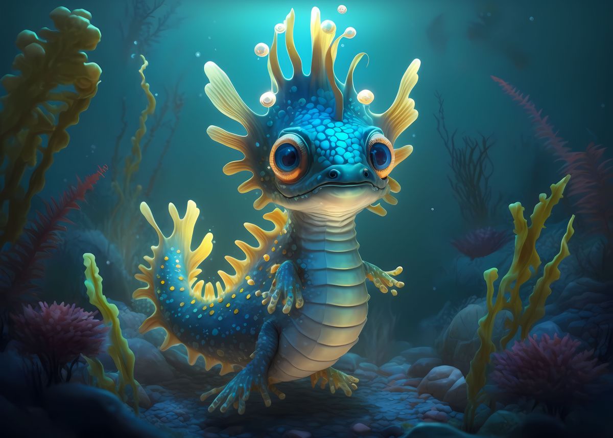 'Baby Aquatic Dragon' Poster by Misty Allen | Displate