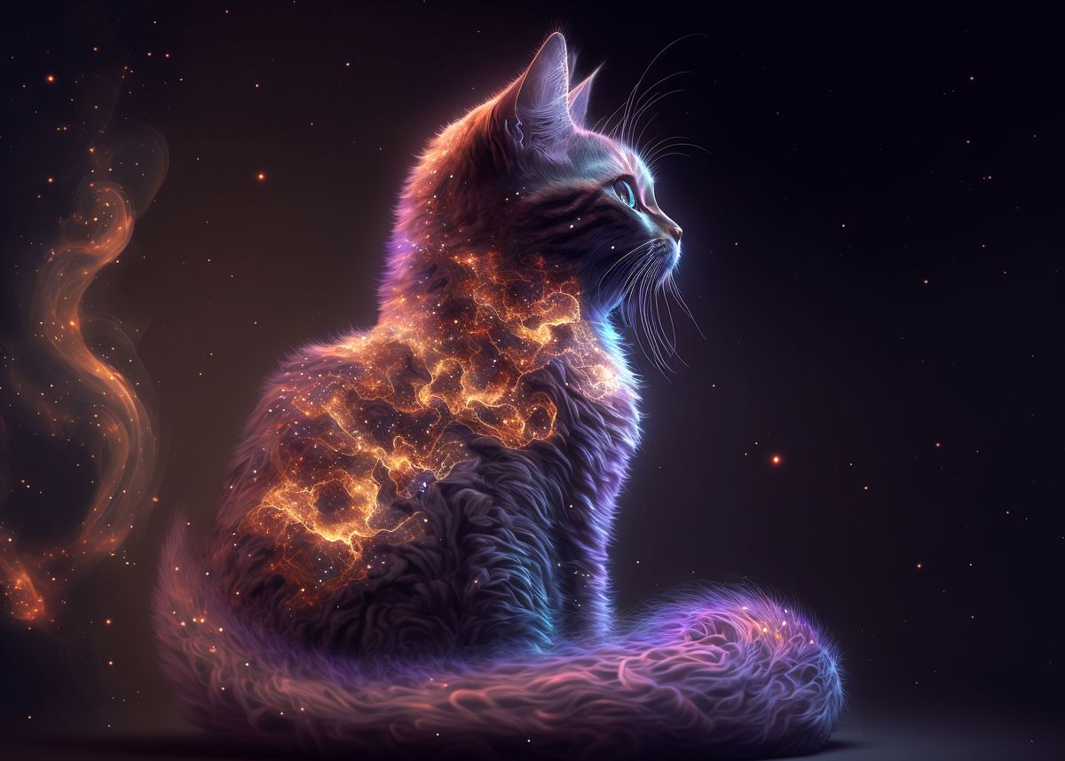 'Spirit Animal Cat' Poster, picture, metal print, paint by Jiri Hodecek ...