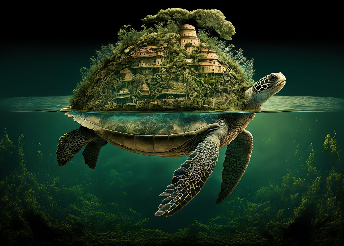 'turtle island ' Poster, picture, metal print, paint by Ana Calvert ...