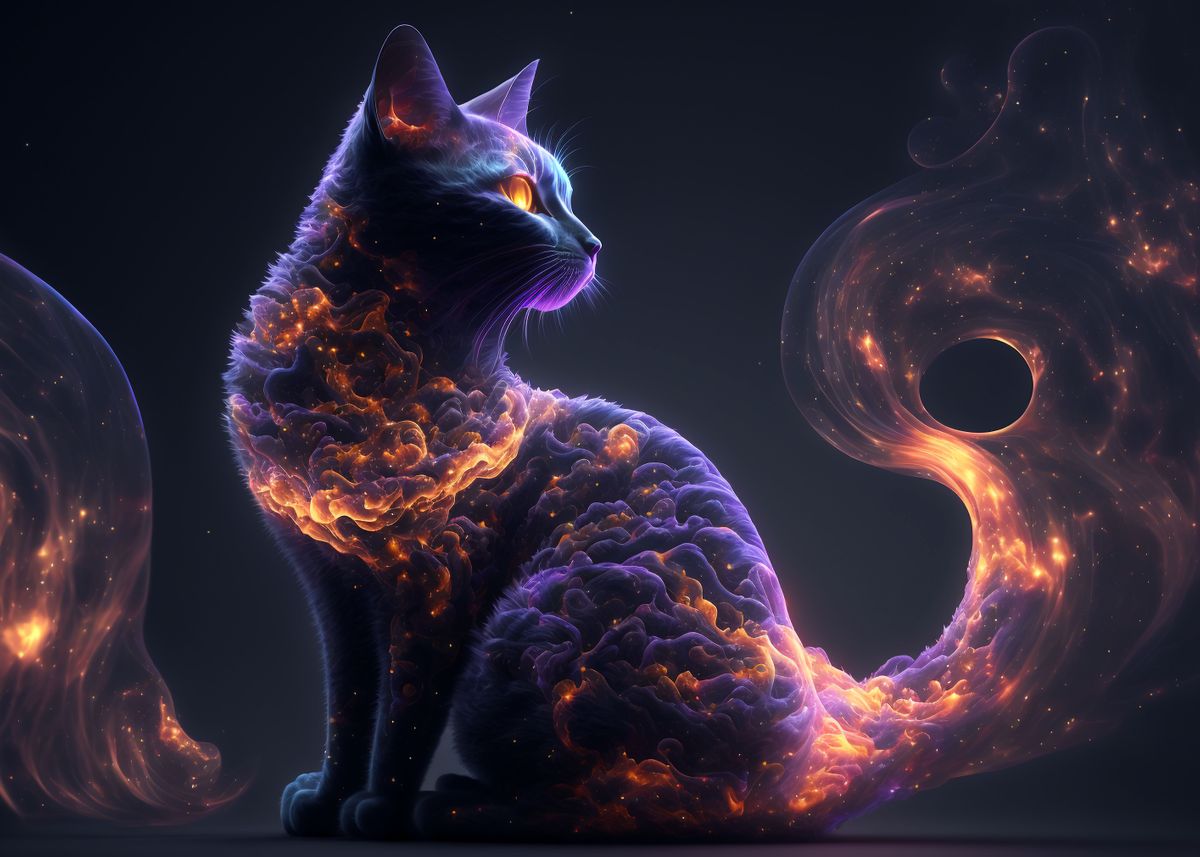 'Spirit Animal Cat' Poster, picture, metal print, paint by Jiri Hodecek ...