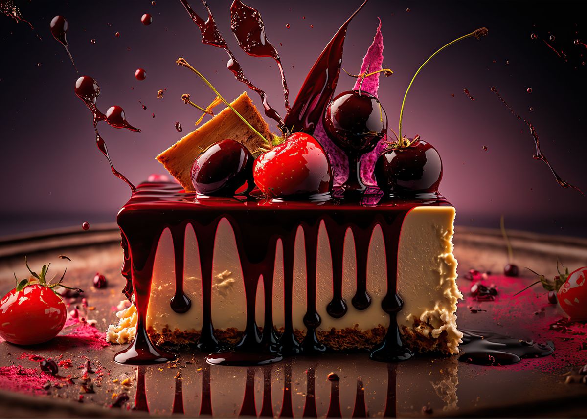 'cherry cheesecake ' Poster by Childs Space | Displate