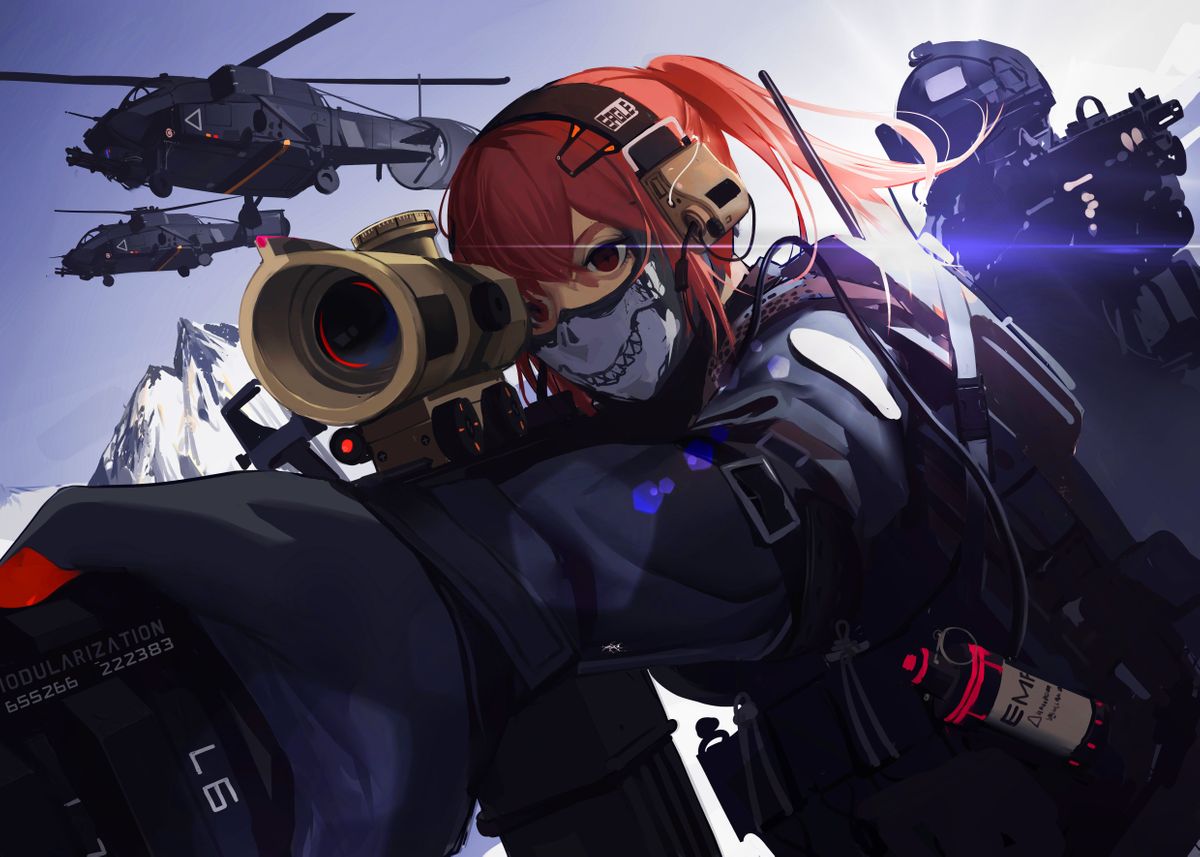 'Anime girl special force' Poster, picture, metal print, paint by Artur ...