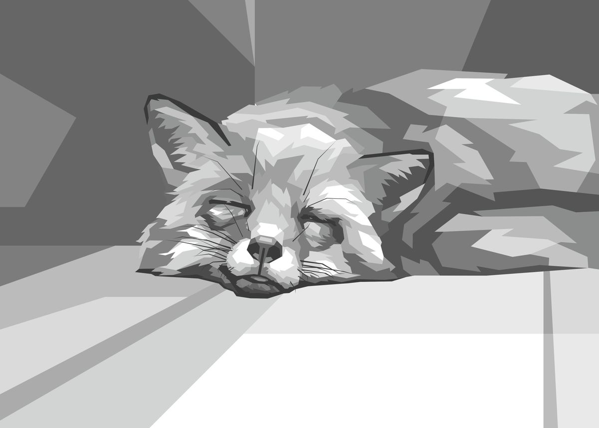 'Gray Sleeping Wolf Popart' Poster by Rizky Dwi | Displate