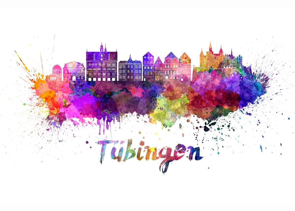 'Tubingen skyline' Poster, picture, metal print, paint by Cristina ...