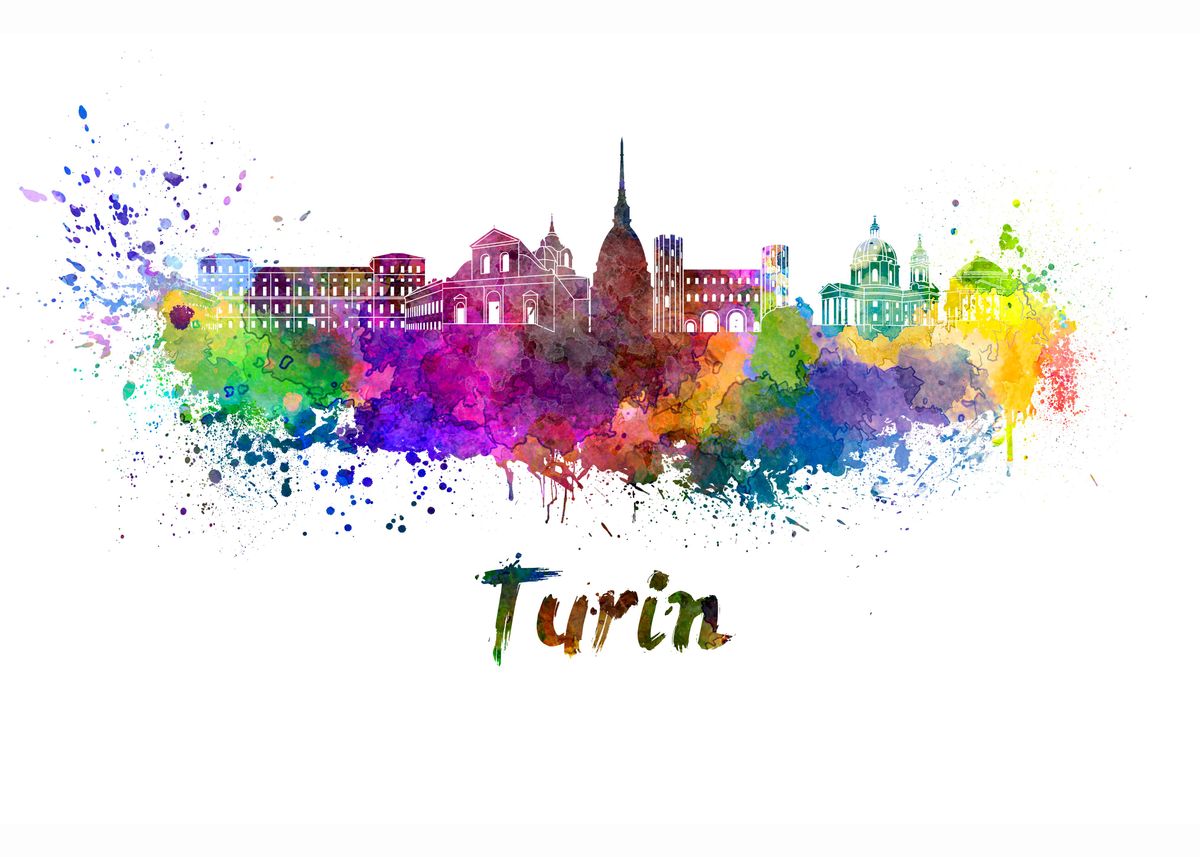 'Turin skyline' Poster, picture, metal print, paint by Cristina Romero ...