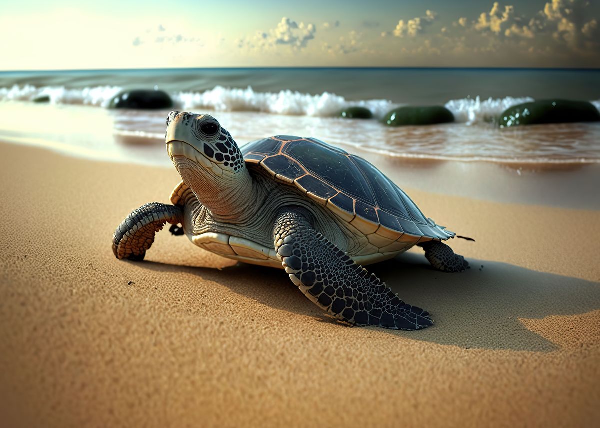 'Turtle Beach ' Poster, picture, metal print, paint by Rachelle Mcgrath ...