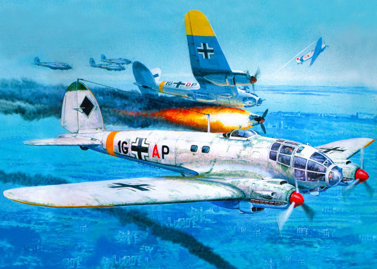'heinkel he 111' Poster, picture, metal print, paint by Monster Car ...