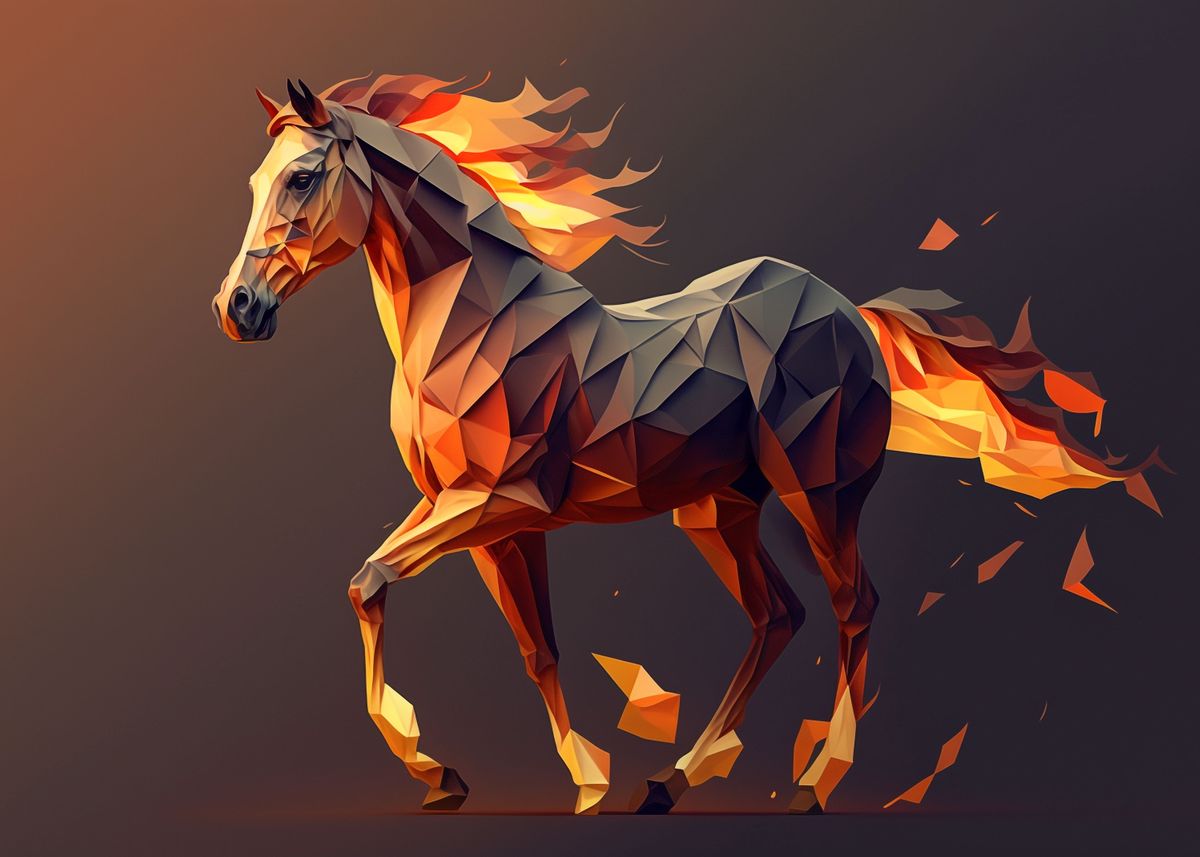 'Warm Low Poly Horse' Poster by Nehar Harpreet | Displate