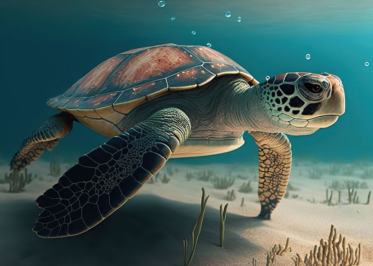 'Turtle Beach ' Poster, picture, metal print, paint by Rachelle Mcgrath ...