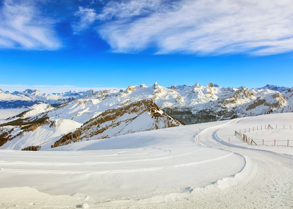 'SNOW MOUNTAIN ' Poster, picture, metal print, paint by LuckStory ...