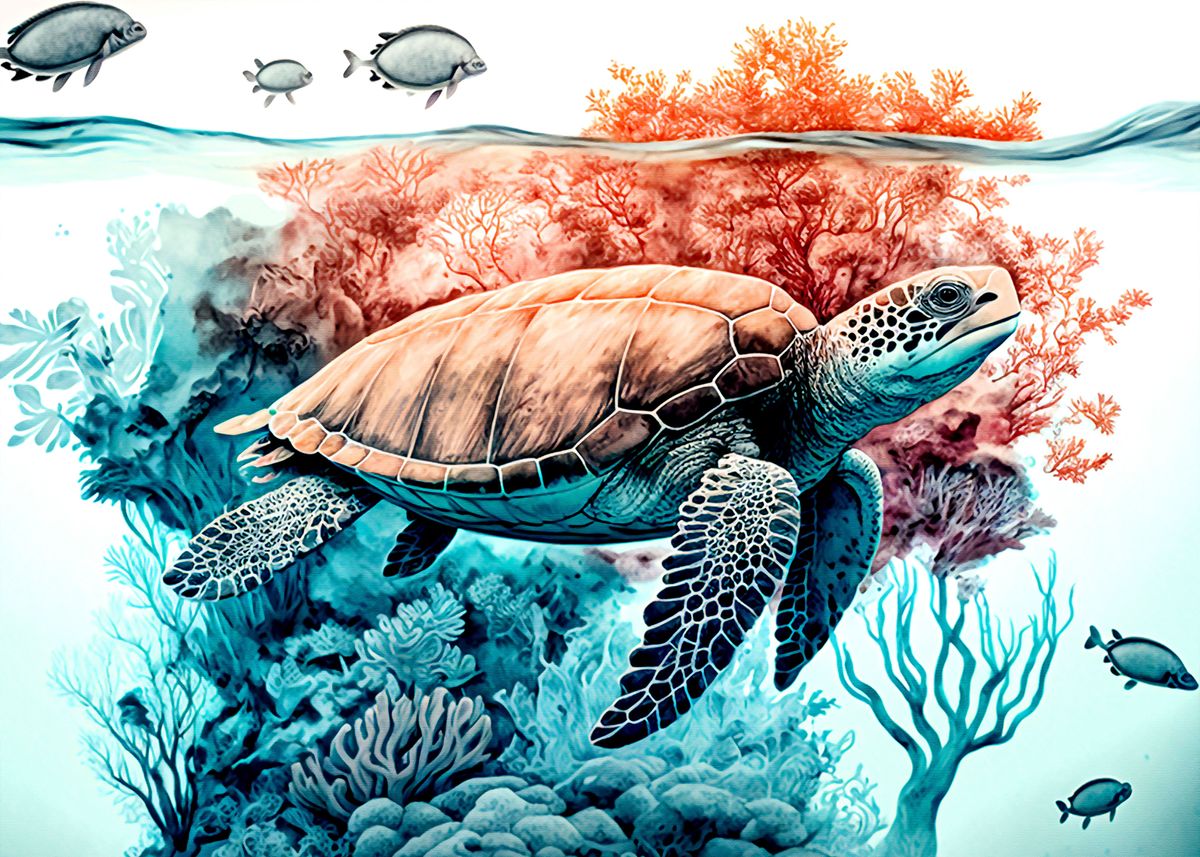 'Turtle' Poster, picture, metal print, paint by set more | Displate