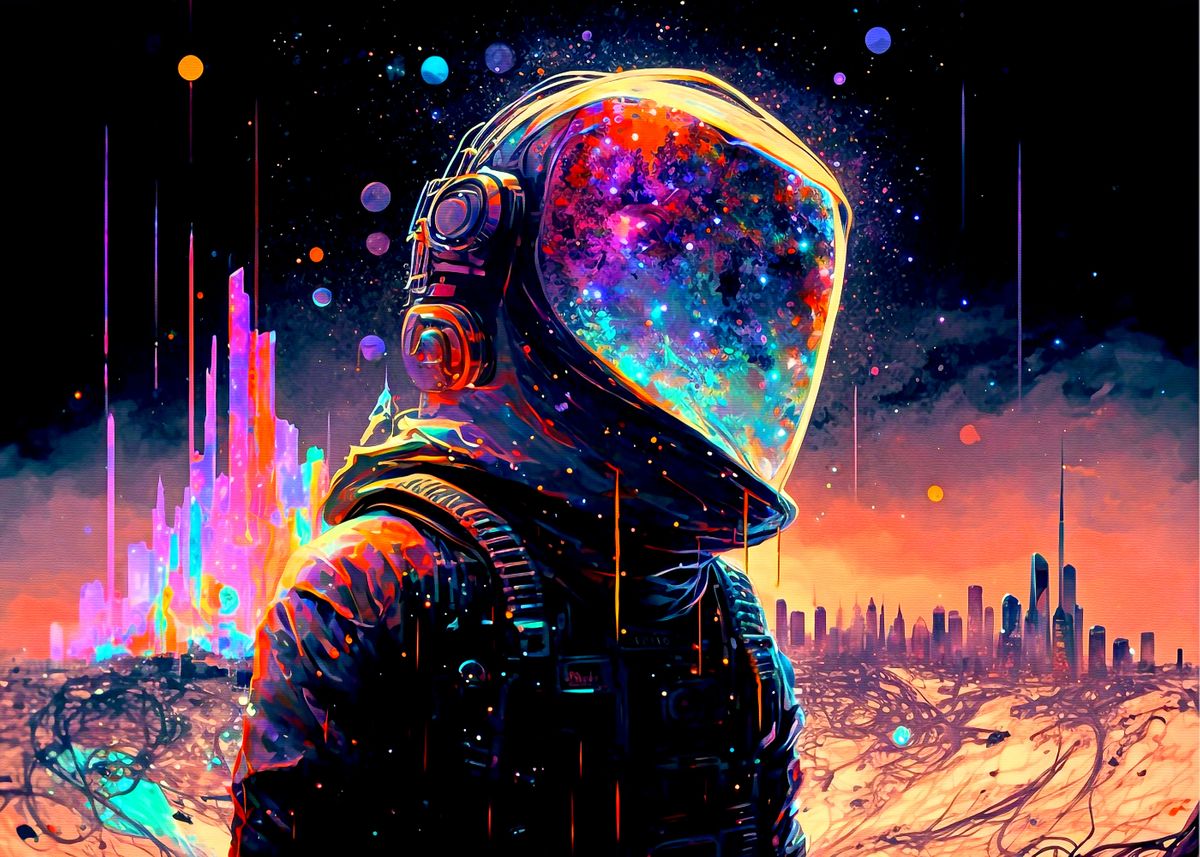 'Astronaut Colorful' Poster, picture, metal print, paint by Karill Art ...