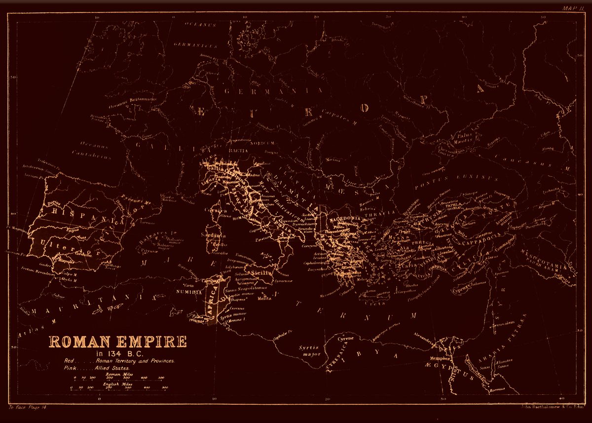 'Roman empire vintage map' Poster, picture, metal print, paint by Vardi ...
