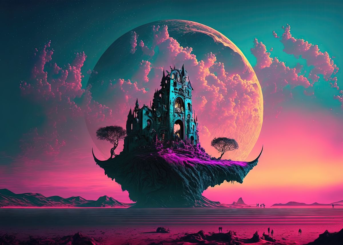 'Retro Futuristic Planet' Poster, picture, metal print, paint by ...